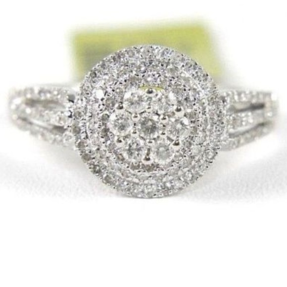 Jewelry | Pave Diamond Cluster Milgrain Ring 14k Wg 68ct | Poshmark